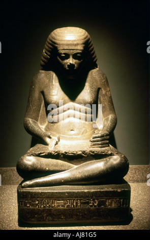 Stone Statue of Ancient Egyptian Scribe at Alexandria, Egypt Stock ...