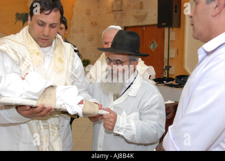 Jewish Bris Ceremony. old jewish rite of circumcision close up Stock ...