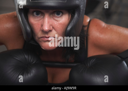 Boxer with sweaty face, close up Stock Photo - Alamy