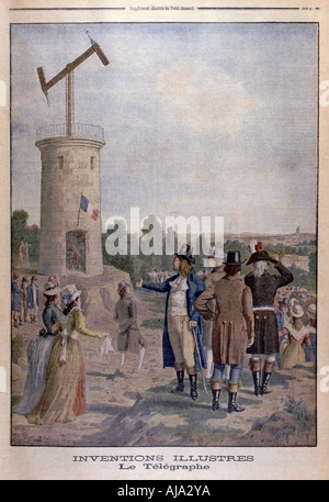 Claude Chappe, 1763 – 1805. French inventor, seen here demonstrating ...