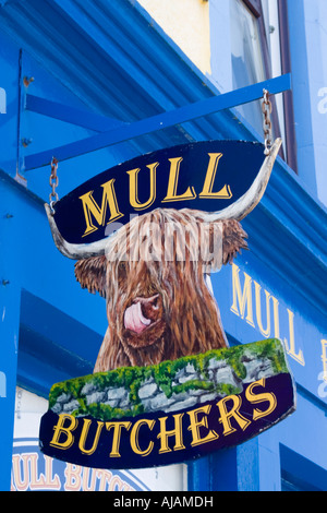 BUTCHERS SIGN AT TOBERMORY, ISLE OF MULL, SCOTLAND 2006 PIC MIKE WALKER ...