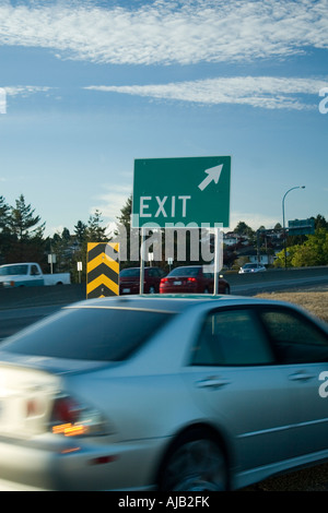 Car Exiting off Highway Stock Photo - Alamy