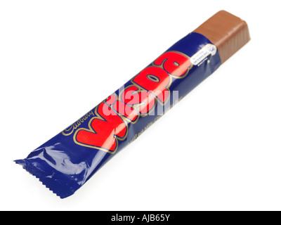 A Wispa cadbury's chocolate bar in its wrapper isolated on a white ...