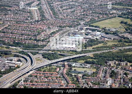 Aerial view east of Charlie Brown s roundabout A406 M11 Woodford ...