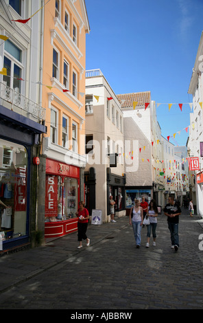 Lower Pollet Street in St Peter Port, Guernsey, part of the Channel ...