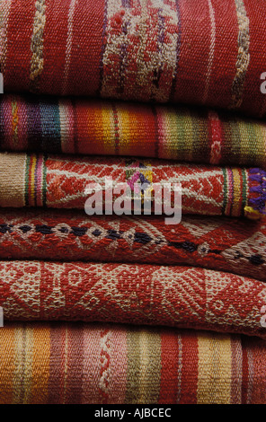 A stack of Bolivian woven woollen textiles as sold in La Paz Sucre ...
