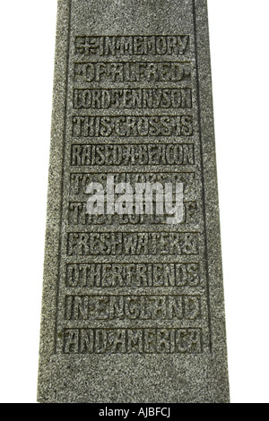 Monument to Lord Tennyson the poet, on the cliff top at Freshwater Isle ...