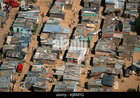 Aerial view of an informal settlement in central Johannesburg.South ...