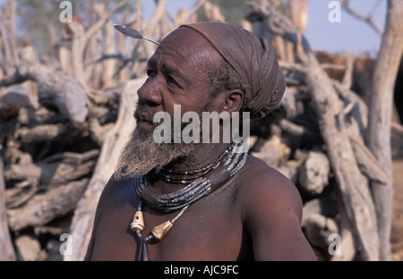 Himba Chief Kaokoveld tribal areas North west of Opuwo Namibia Stock ...