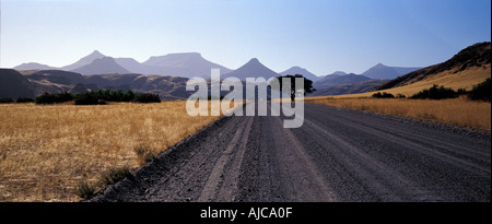 Panoramic landscape gravel roads Palmwag to Sesfontein Extinct ...