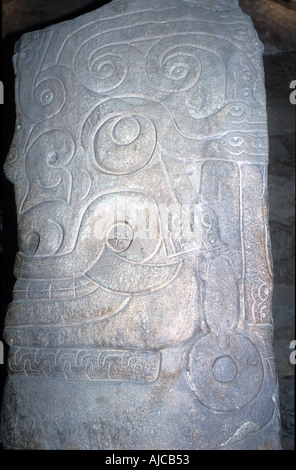 Stone carved dagger of Lanzon in the subterranean tunnels of Chavin de ...