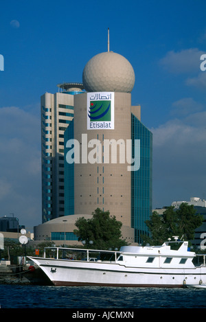 Dubai UAE Etisalat Telephone Building Creek Stock Photo - Alamy
