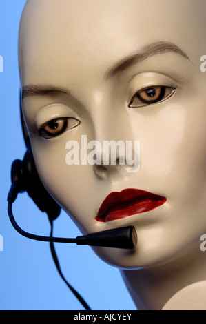 Mannequin wearing a call centre telephone head set Stock Photo - Alamy