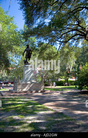 CHIPPEWA SQUARE AND THE STATUE OF GENERAL JAMES EDWARD OGLETHORPE IN ...