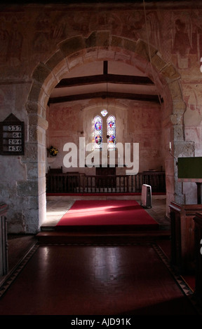 Medieval wall paintings in St Botolph's church in Hardham village, West ...