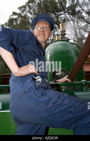 Drivers mate Puffing Billy historic steam railway Melbourne Australia ...