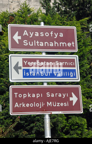 Istanbul Turkey road traffic signs showing D Dolmus bus stop and ...