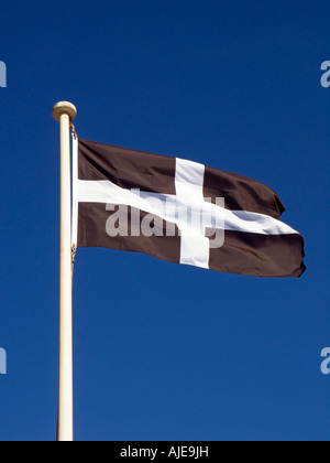 St Piran Flag. The flag of Cornwall. Cornish flag Stock Photo - Alamy