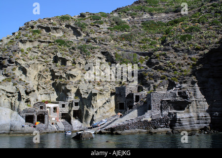 The rocky beach at Pollara on the island of Salina in the Aeolian ...
