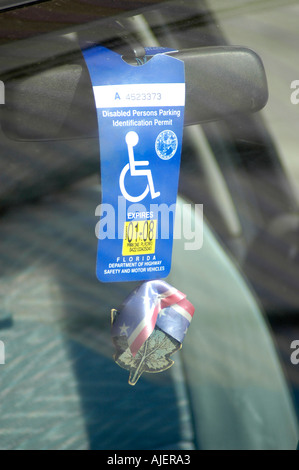 Handicapped sign in car window for access to parking spots for Stock ...