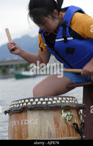 dragon boat team working together padding in unison Stock Photo - Alamy
