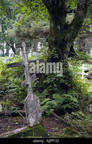 Graves and markers in the old Russian Cemetery in Sitka, Alaska Stock ...