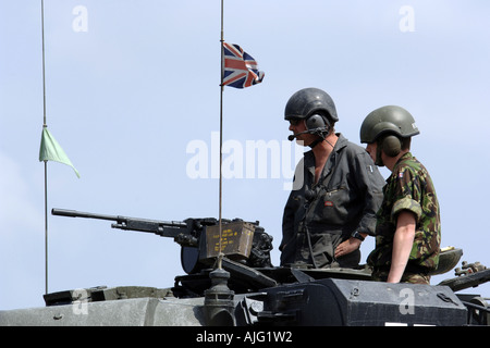 British Army Tank Crewmen standing inside a tank turret Stock Photo - Alamy