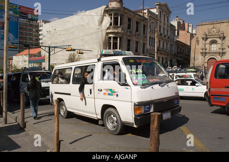 Micro bus in central La Paz, Bolivia Stock Photo - Alamy