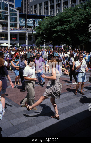 People Dancing Westlake Park In Downtown Seattle Washington Summertime ...