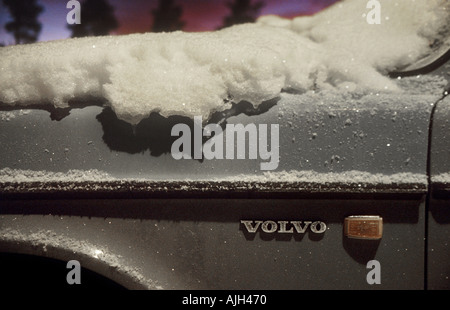 Volvo Car Covered In Snow In Sweden Stock Photo - Alamy