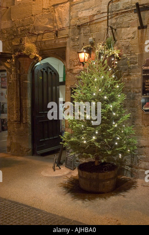 Christmas lights and decorations in Burford High Street Stock Photo - Alamy