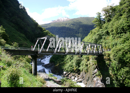 Road bridge crossing River Haast on Route 6, South Island, New Zealand ...