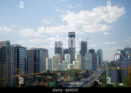 Bustling city Dongsanhuan Ring Road nightview CBD Beijing China Stock ...