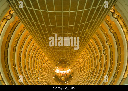 China, Shanghai. View down the atrium of the Jin Mao Tower from the ...