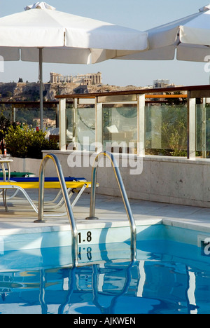 Rooftop swimming pool with views of the Acropolis and Athens Dorian Inn ...