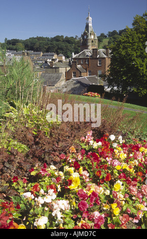 Lockerbie summer colour in McJerrow Park looking down on Town Hall ...