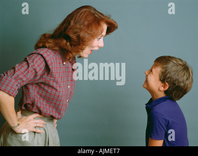 Mother reprimanding son Stock Photo - Alamy