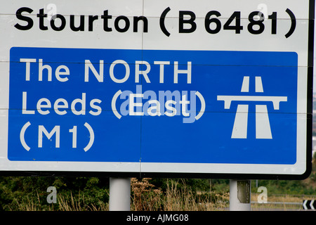 Motorway Route Sign Near Leeds England Stock Photo - Alamy