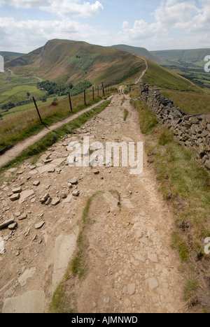 Mam Tor ridgeway, the Peak District, on a moody, cloudy summer's ...
