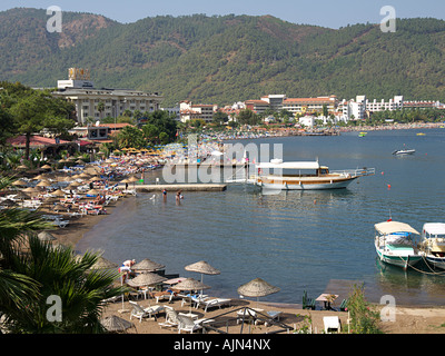 Beach, Icmeler resort, near Marmaris, Mugla province, Turkey, Asia ...
