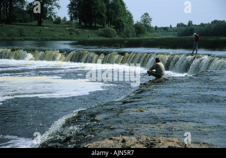 Ventas Rumba Waterfall on the Venta river. Kuldiga, Latvia Stock Photo ...