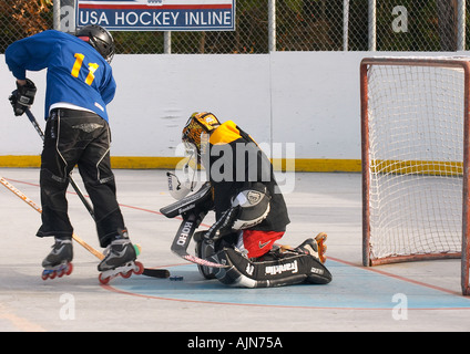 Roller Hockey Goalie Stock Photo - Alamy