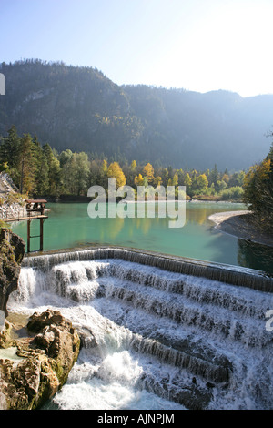 Lechfall and gorge Füssen, Bavaria, Germany. Bust of King Maximilian II ...