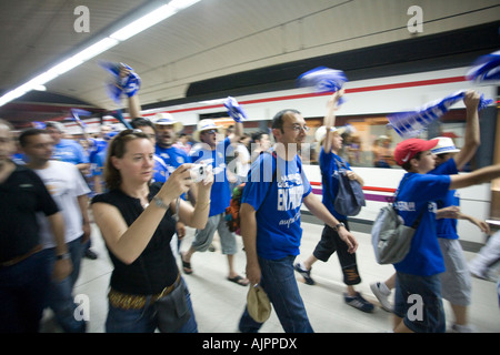 Getafe CF fans going to the Santiago Bernabeu stadium Stock Photo - Alamy
