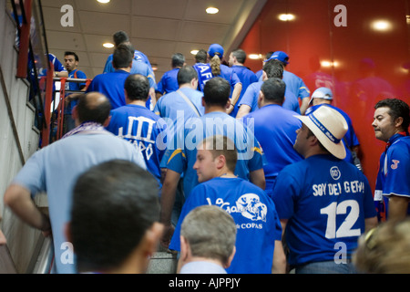 Getafe CF fans going to the Santiago Bernabeu stadium Stock Photo - Alamy