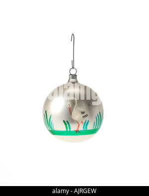 Christmas tree with silver bauble ornaments. Decorated Christmas tree ...