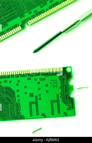Memory boards, screwdriver and two screws Stock Photo - Alamy