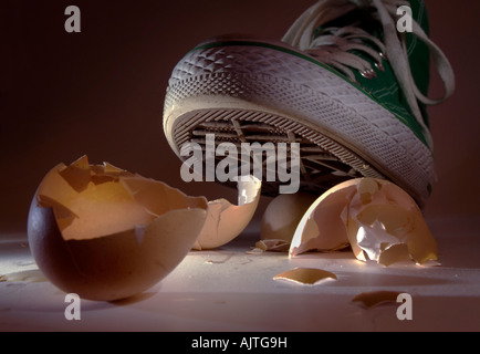 Idiom treading on eggshells Stock Photo - Alamy