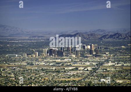 Aerial view of Phoenix, Arizona, from an aircraft window as the plane ...