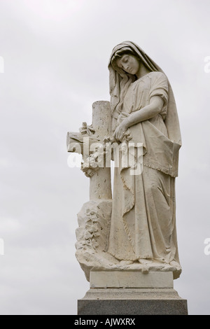 Mourning, woman on gravestone, statue, sad, graves, black and white ...
